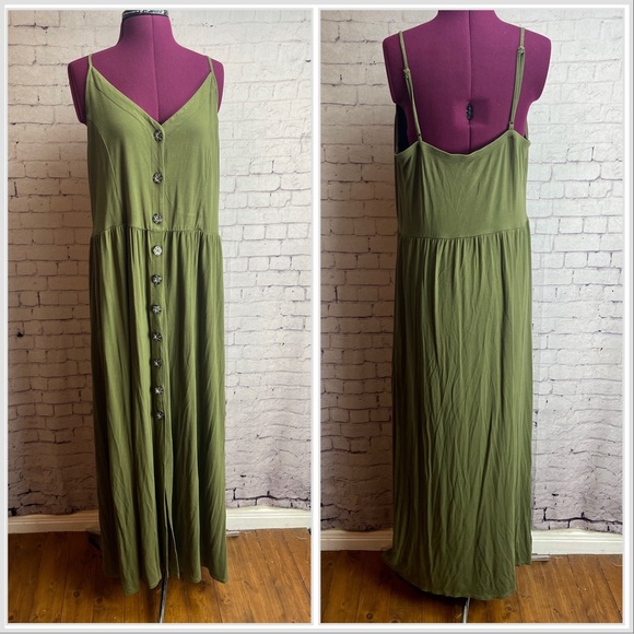 VENUS | Dresses | Venus Green Button Front Maxi Dress Size X | Poshmark